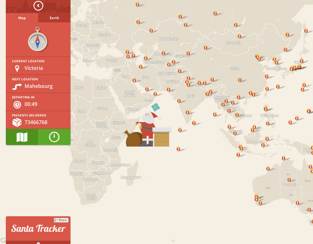 Google Santa Tracker, Follow Santa Around the World on Christmas Eve