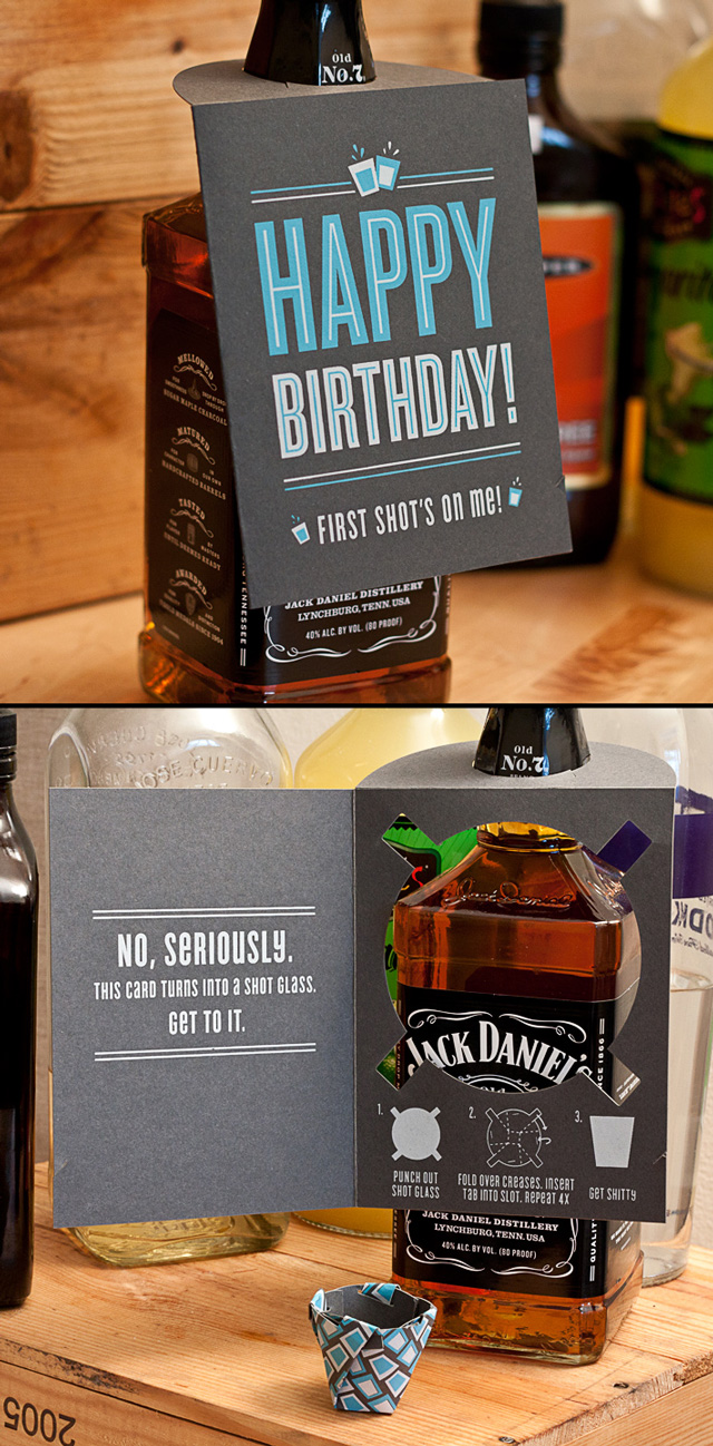Shot Glass Card, A Paper Greeting Card That Folds Into a Shot Glass