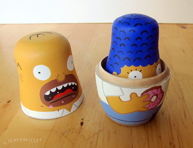 Hand-Painted Nesting Dolls Inspired by Popular TV Shows and Movies