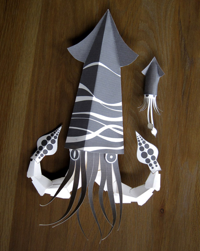 A Papercraft Squid Toy Made From Household Materials That Moves