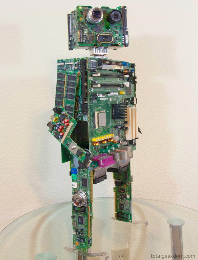 Robot Sculpture Made Out of Computer Parts