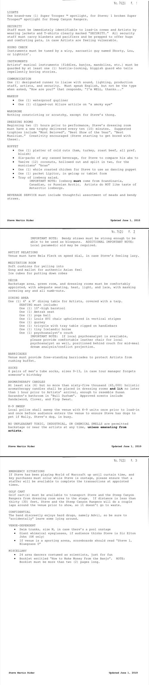 Steve Martin's Tour Rider