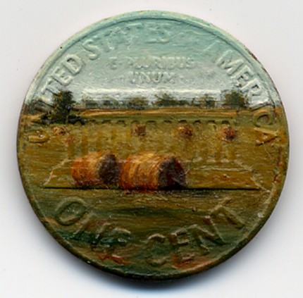 Tiny Paintings on Pennies by Jacqueline Lou Skaggs