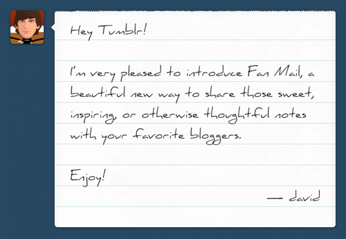 Tumblr Fan Mail, A New Interblog Messaging Service for Tumblr Users