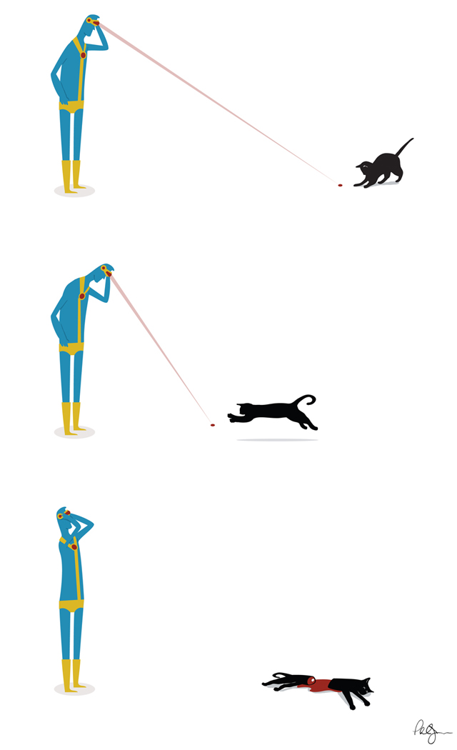 Cyclops' Cat, Illustration of the Superhero Cyclops Using His Optic ...