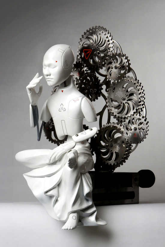 Meditating Mechanical Cyborg Sculptures by Ziwon Wang